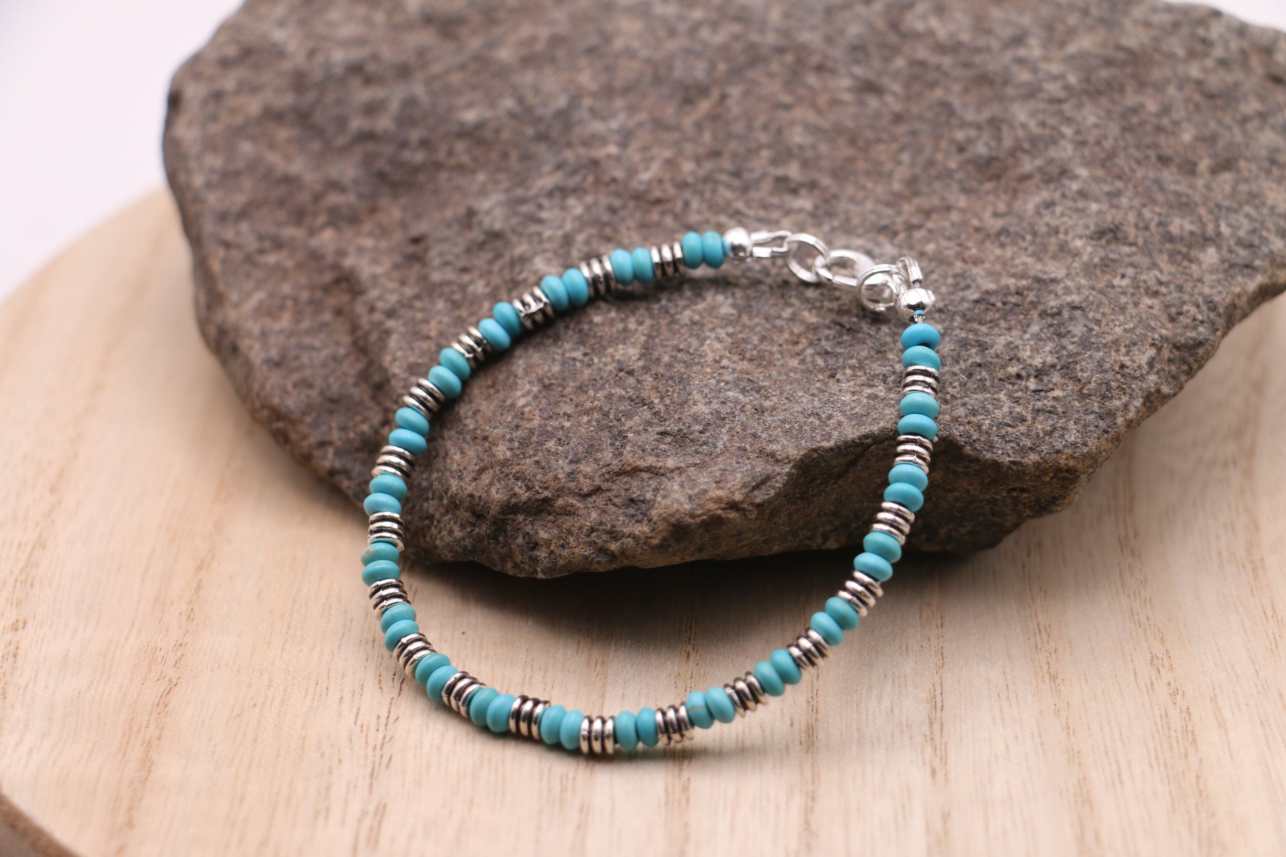 Bracelet Silver and Soft blue beads | Tempo Alley Jewelry